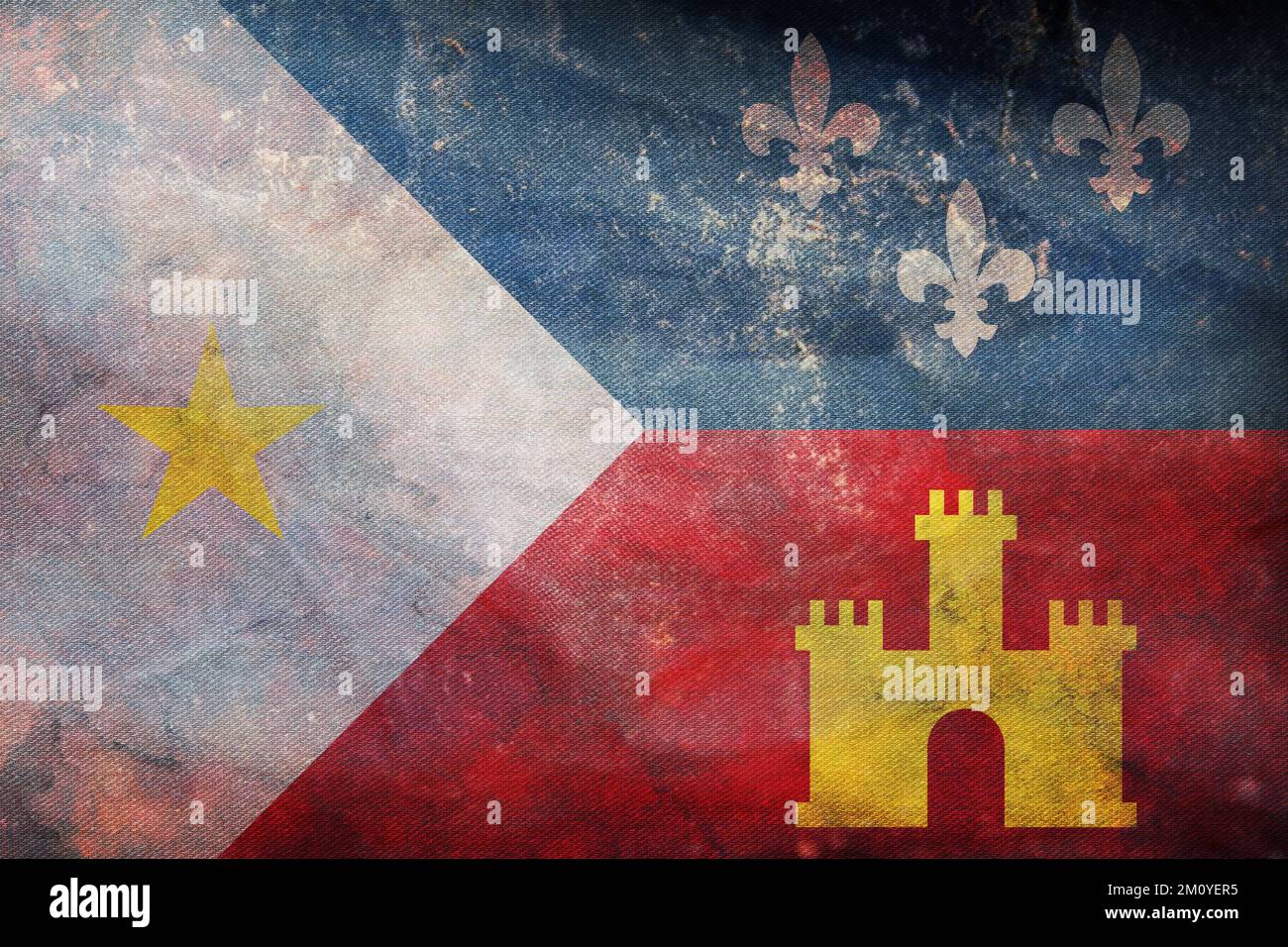 retro flag of French ancestry Cajuns with grunge texture. flag ...