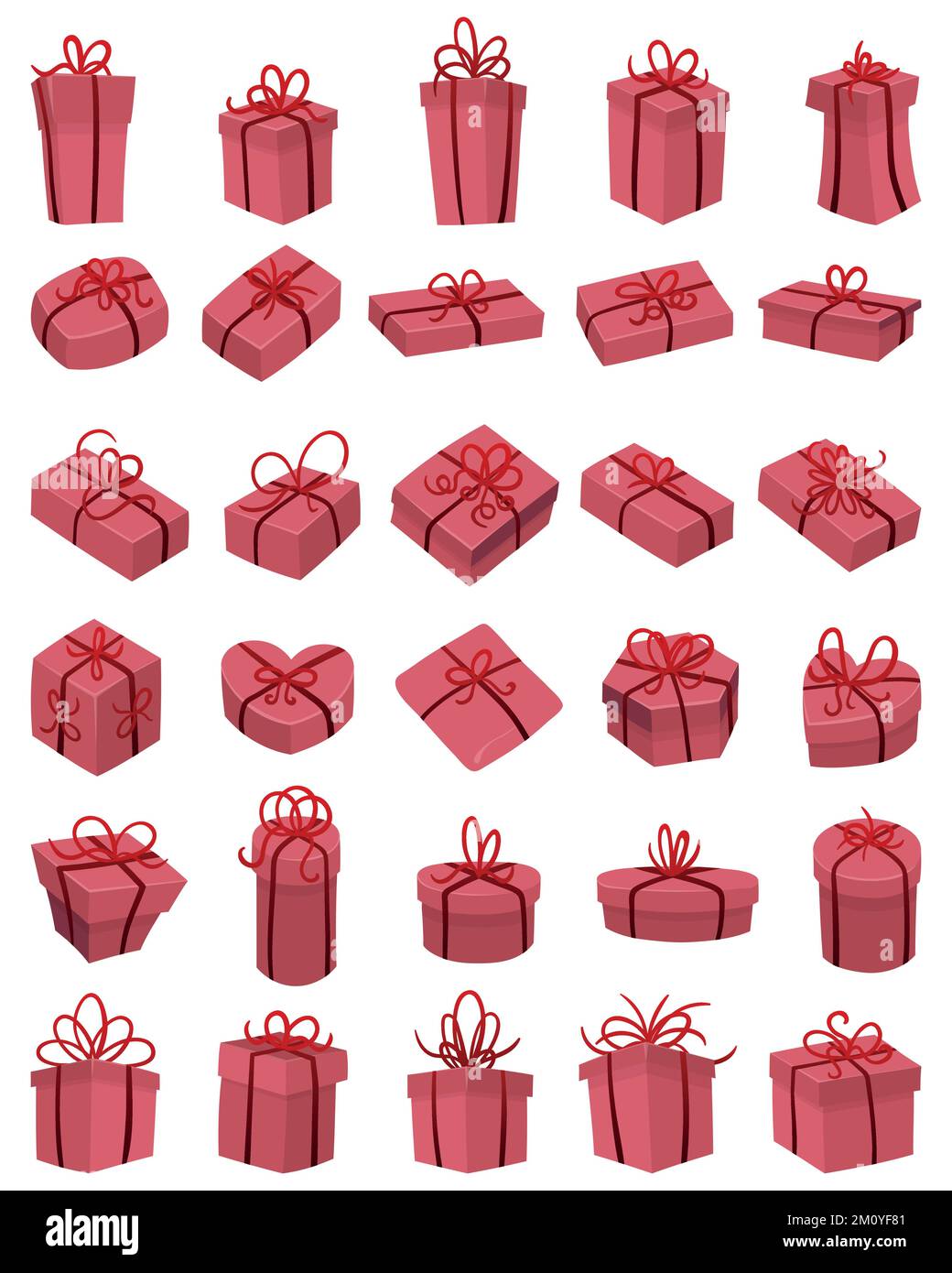 Pack of hand drawn vector illustrations of simple closed wrapped gift ...