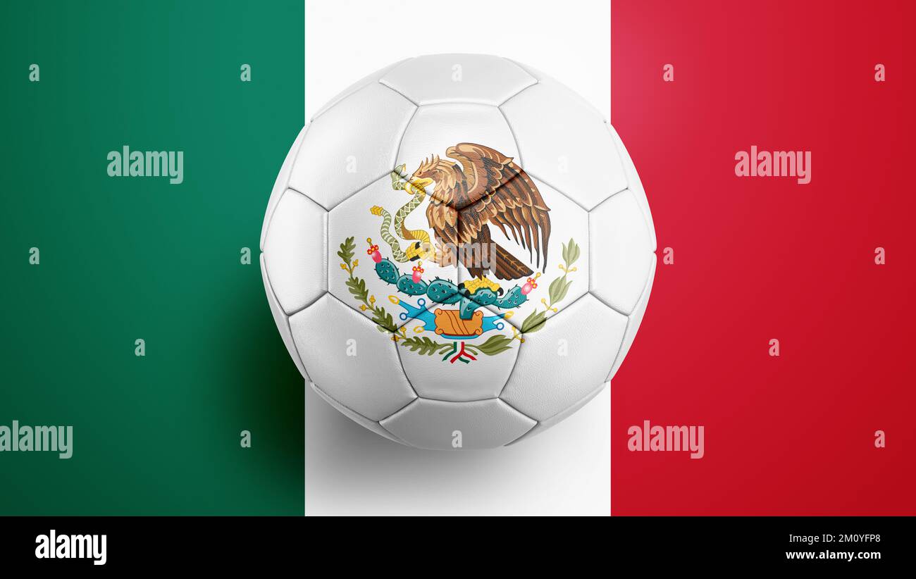Soccer ball Mexico flag on a Mexico flag background. 3D illustration ...
