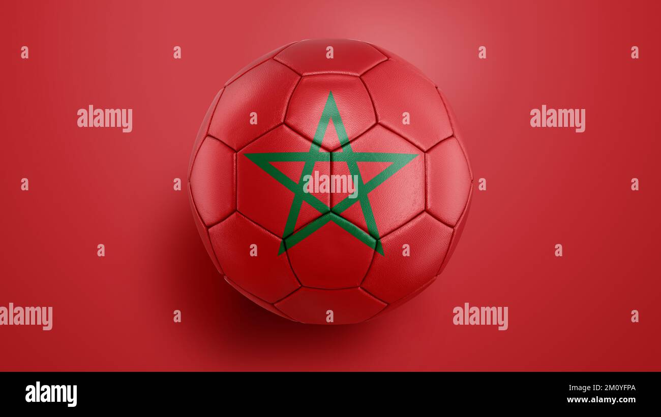 Soccer ball Morocco flag on a Morocco flag background. 3D illustration ...