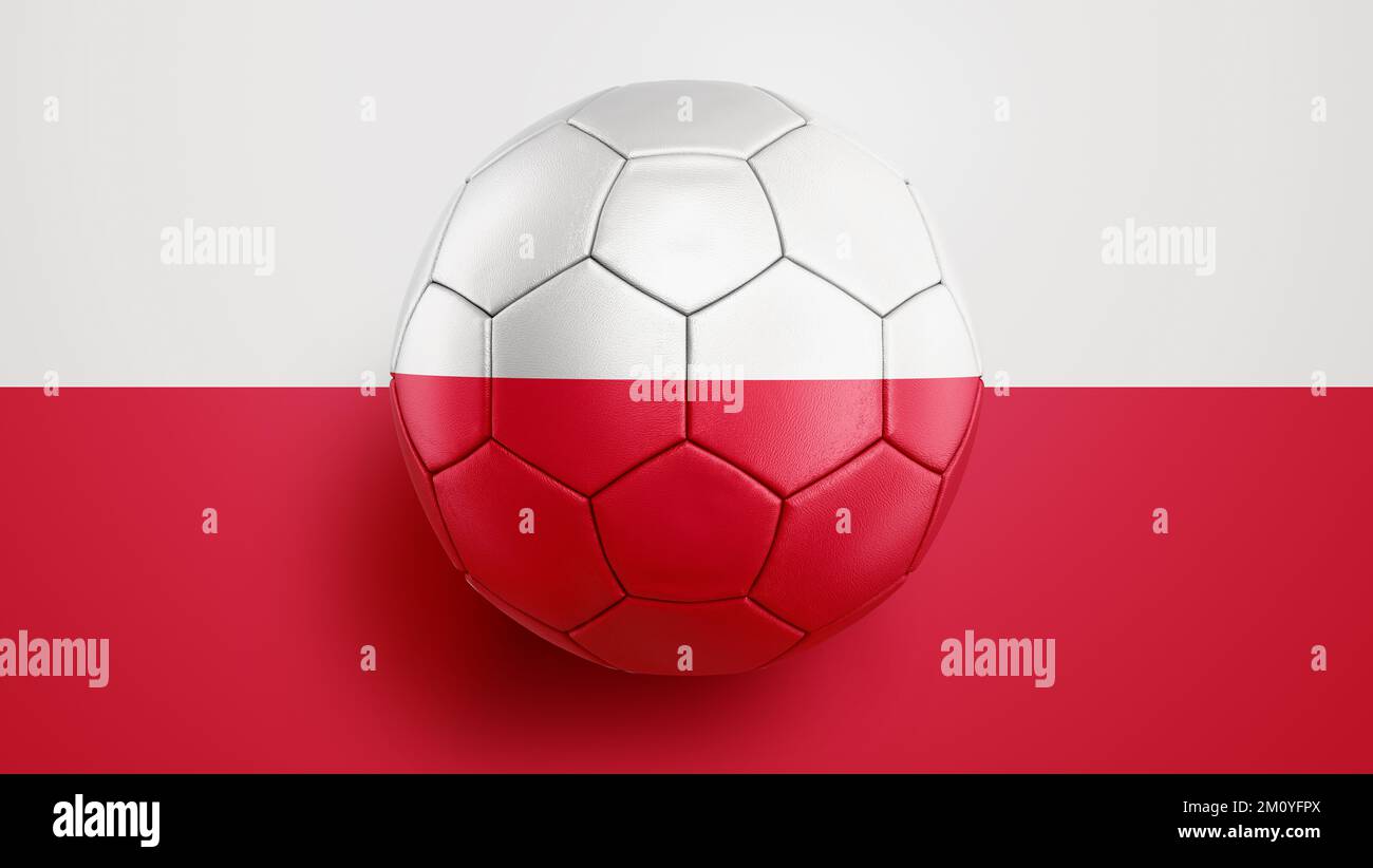 Soccer ball Poland flag on a Poland flag background. 3D illustration ...