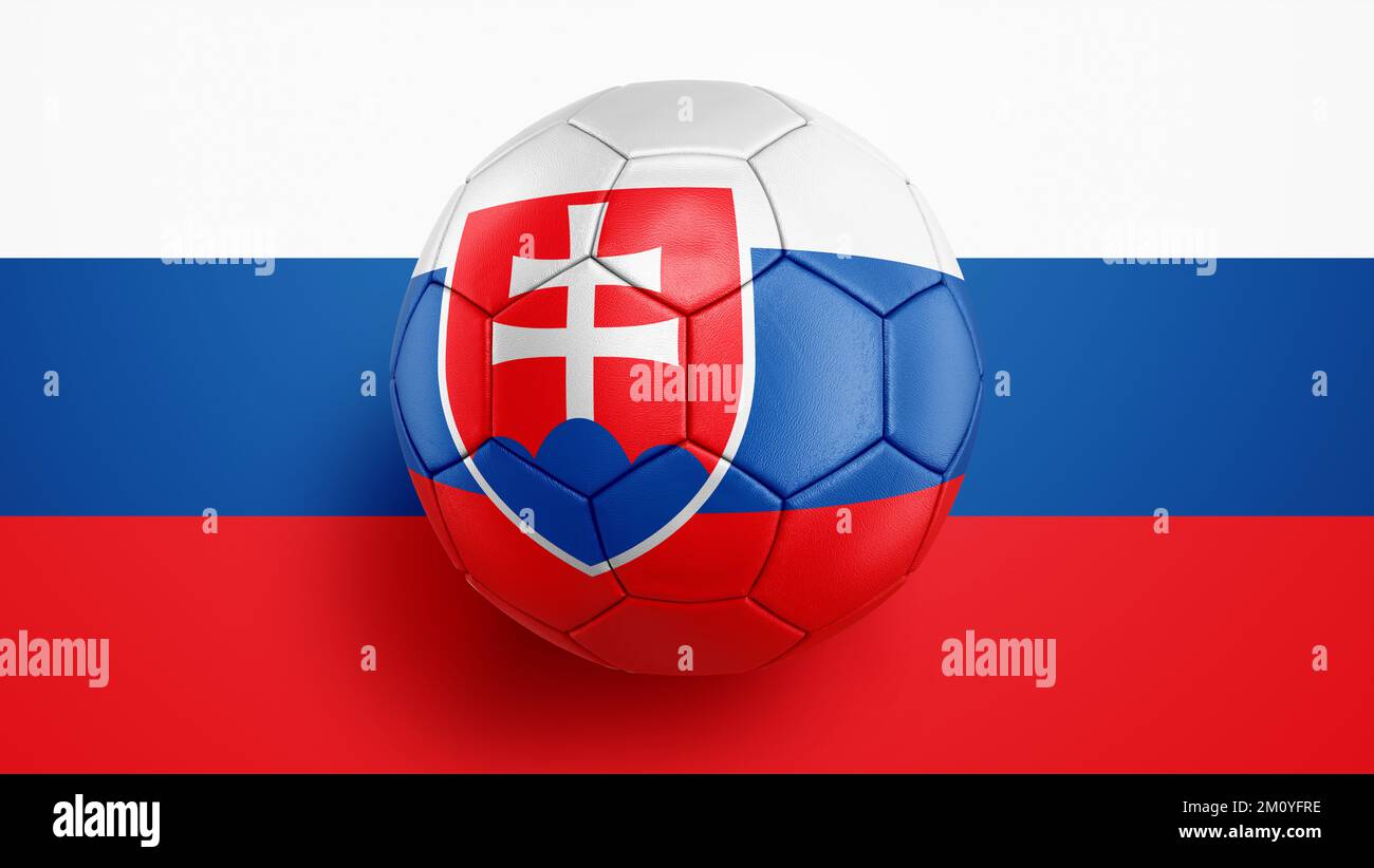 Soccer ball Slovakia Faso flag on a Slovakia Faso flag background. 3D ...