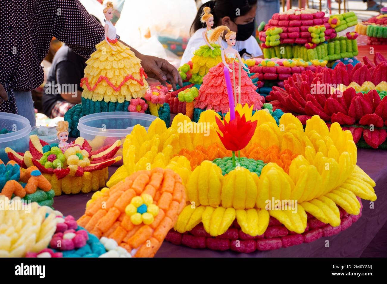 Colorful art handmade krathong or floating lantern basket craft for ...