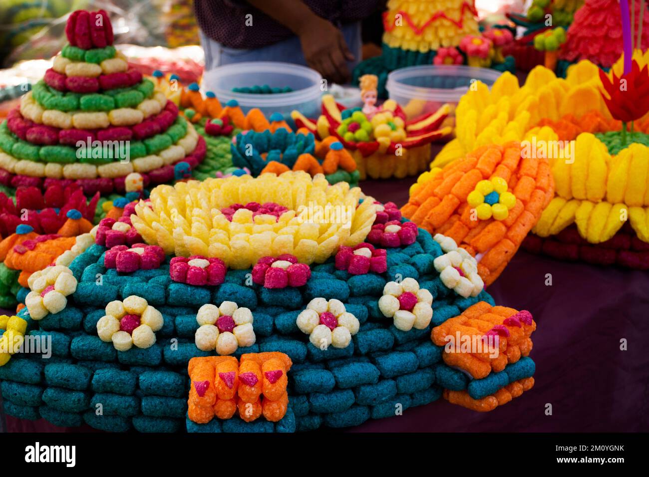 Colorful art handmade krathong or floating lantern basket craft for ...