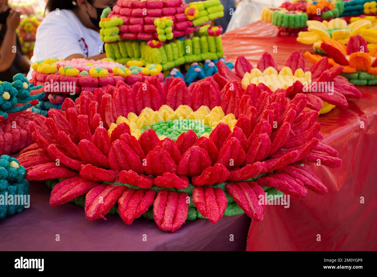 Colorful art handmade krathong or floating lantern basket craft for ...