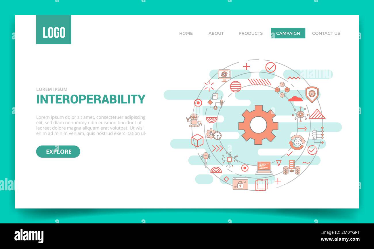 interoperability concept with circle icon for website template or ...