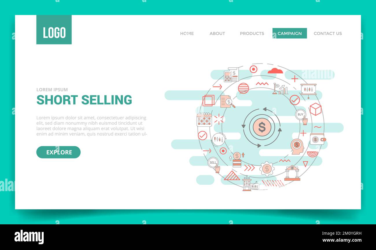 short selling concept with circle icon for website template or landing ...