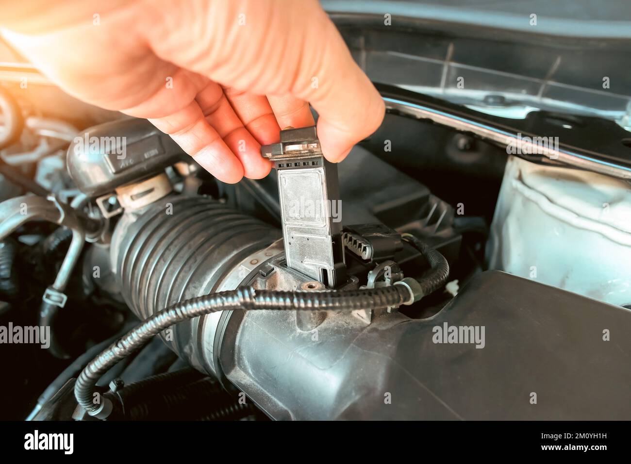 The mass air flow sensor is installed in the engine air intake manifold ...