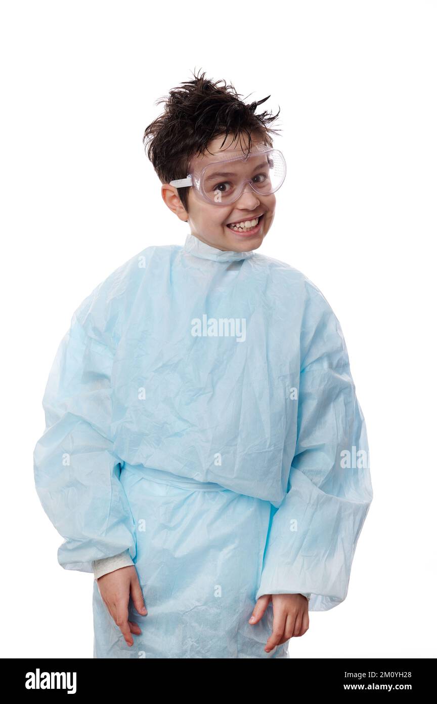 Emotional portrait on white background, mischievous teenager nerd ...
