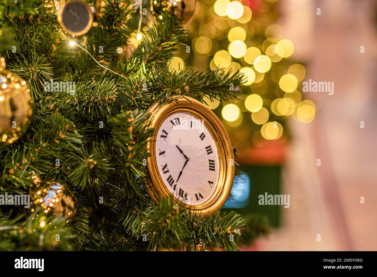 Christmas tree and Christmas toys. Preparing for the New Year. High ...