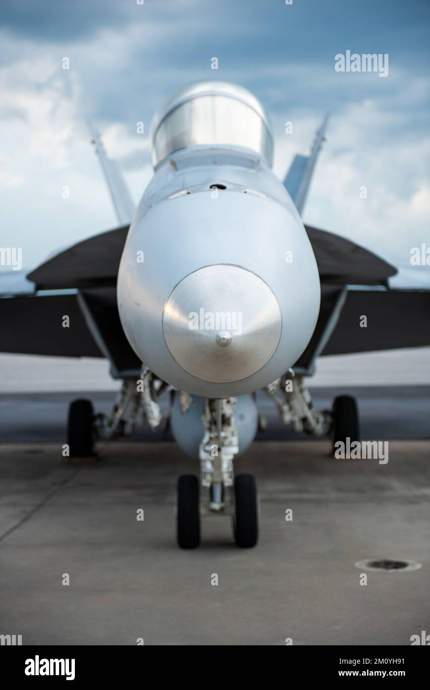 A frontal view of fighter jet on the ground Stock Photo - Alamy