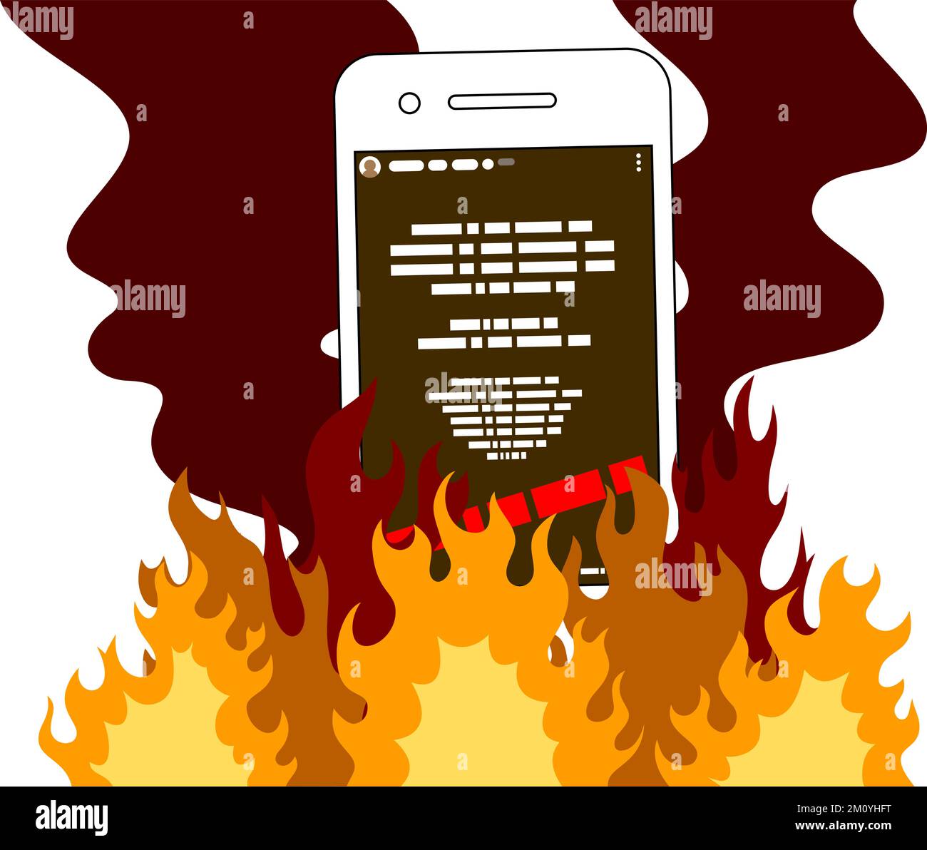 This is a illustration of SNS that is blamed by people and burns on the ...