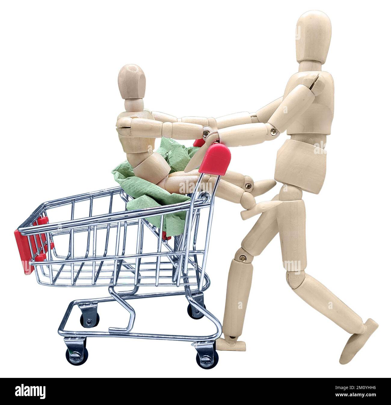 Person pushing a Shopping Cart which holds items to be purchase with ...
