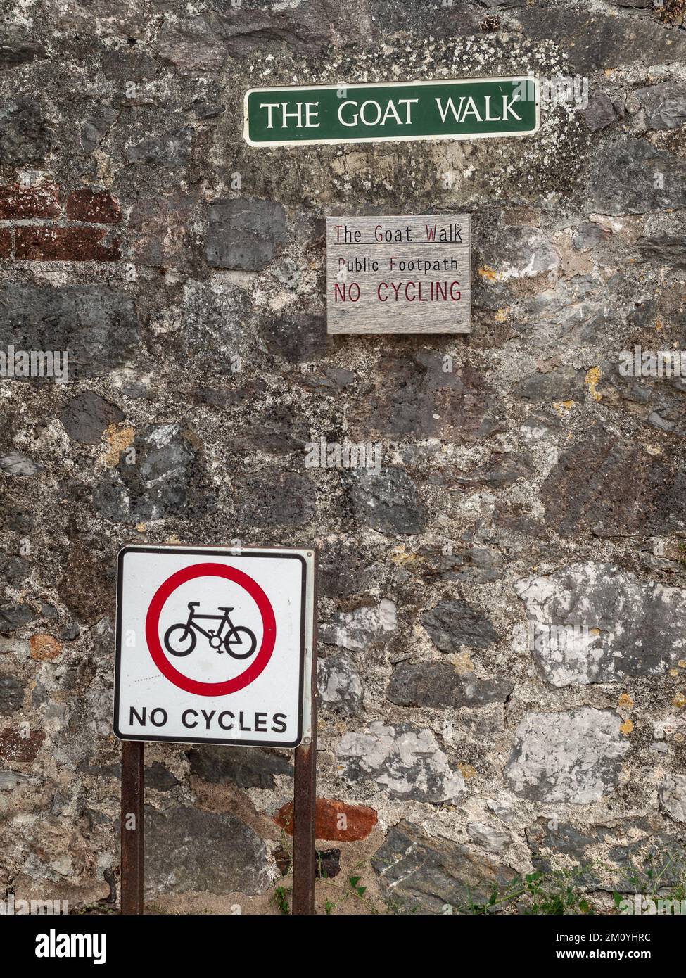 A no cycling sign at the Goat Walk In Topsham, UK Stock Photo - Alamy