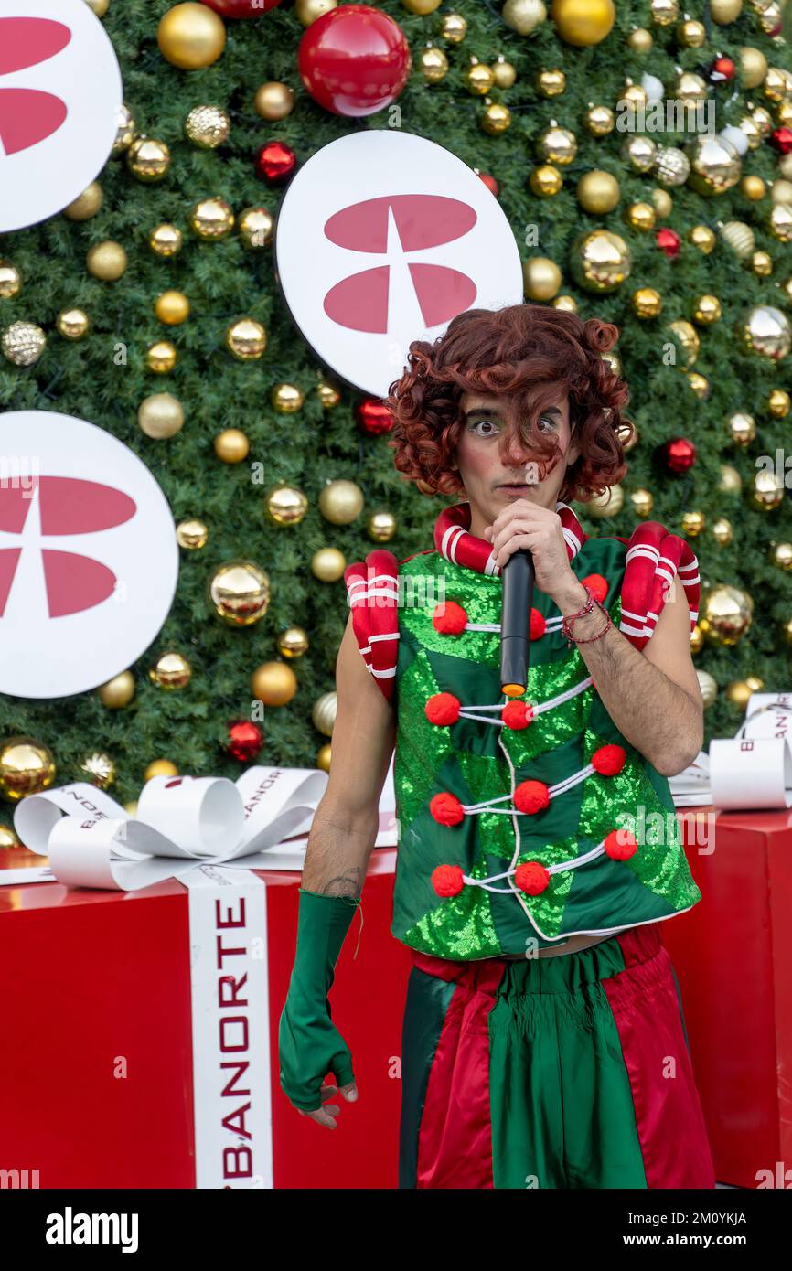 christmas elf in front of a christmas tree with gifts, mexico Stock ...