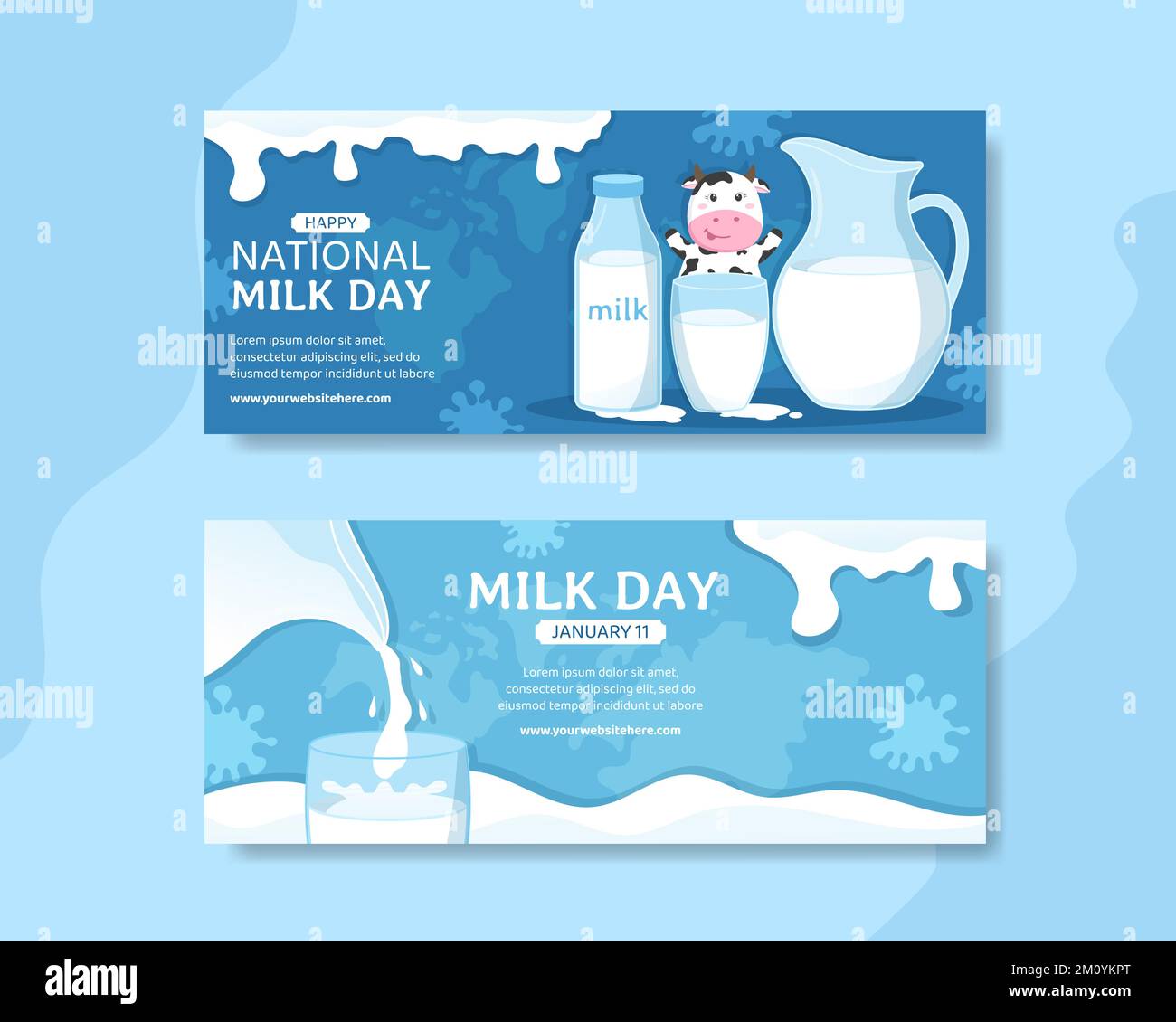 National Milk Day Banner Flat Cartoon Hand Drawn Templates Illustration ...