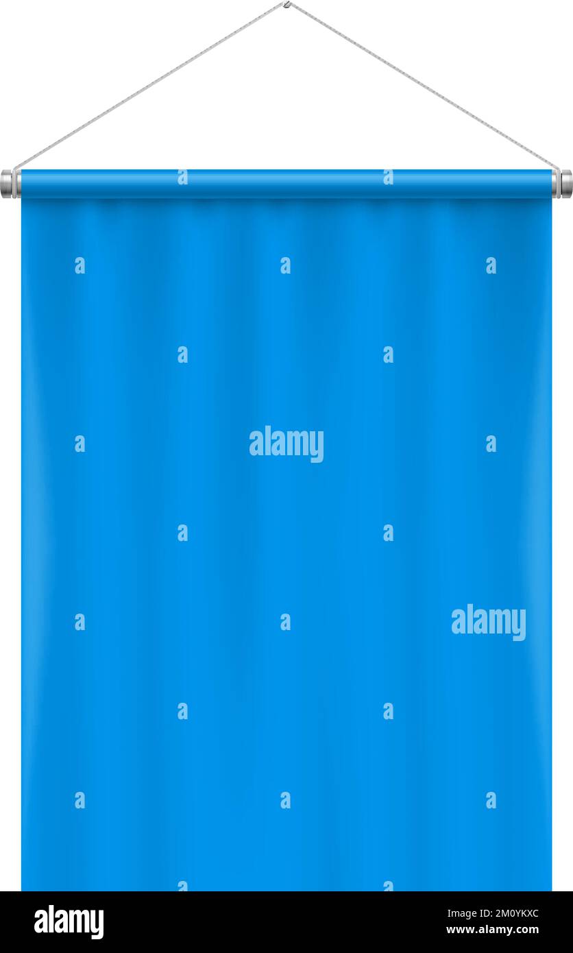 Vertical Blue Blank Pennant Hanging on a White. Empty Template ...