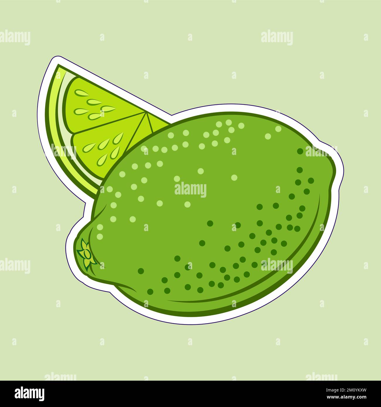 Illustration of Juicy Stylized Whole and Slice Lime. Icon for Food Apps ...