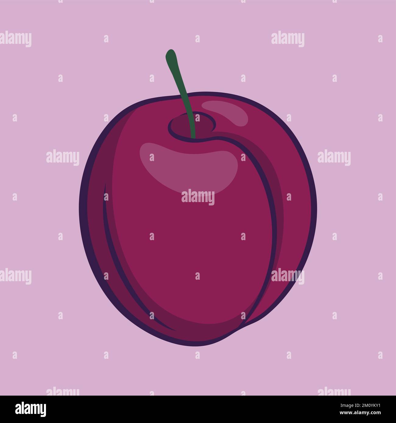 Illustration of Juicy Stylized Plum Fruit. Internet Concept. Trendy ...