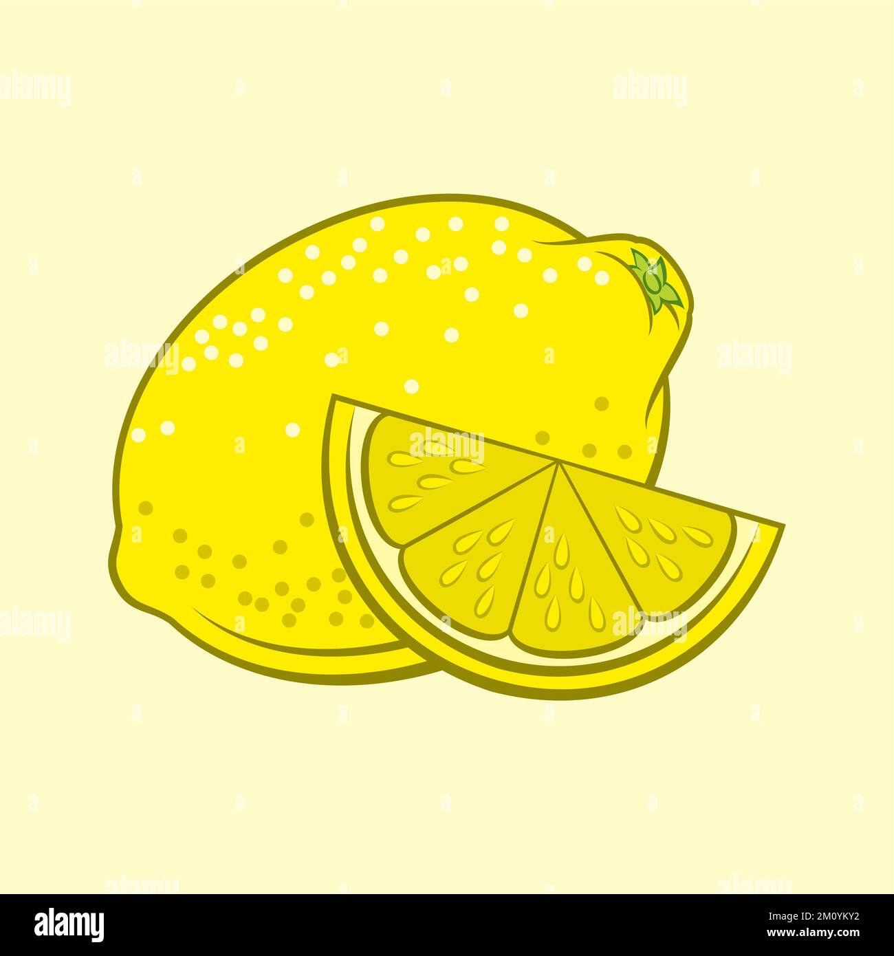 Illustration of Juicy Stylized Whole and Slice Lemon. Icon for Food ...