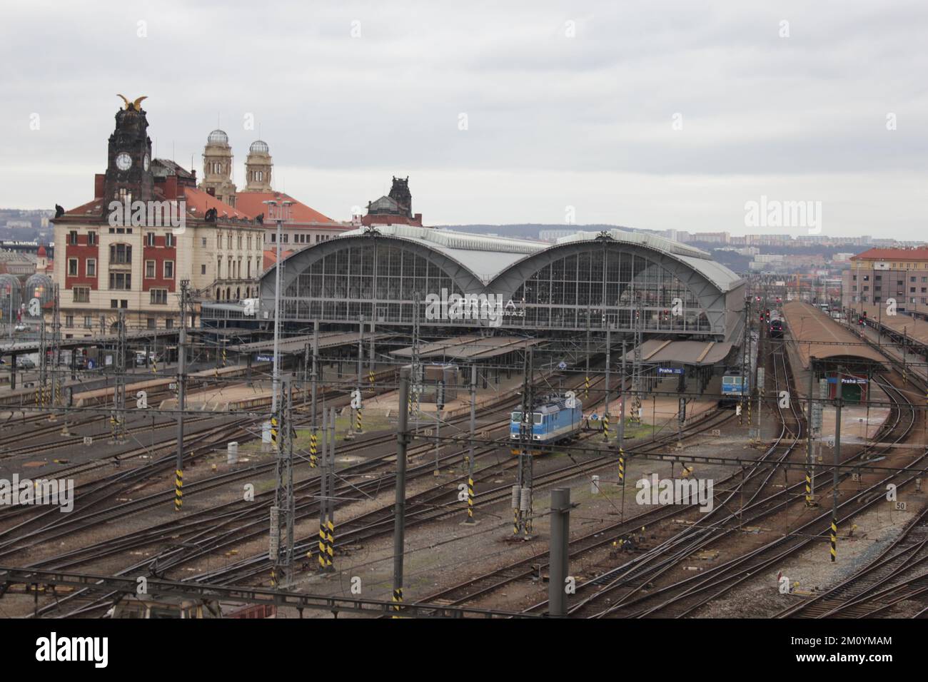 An aerial view of train station in Prague Stock Photo - Alamy
