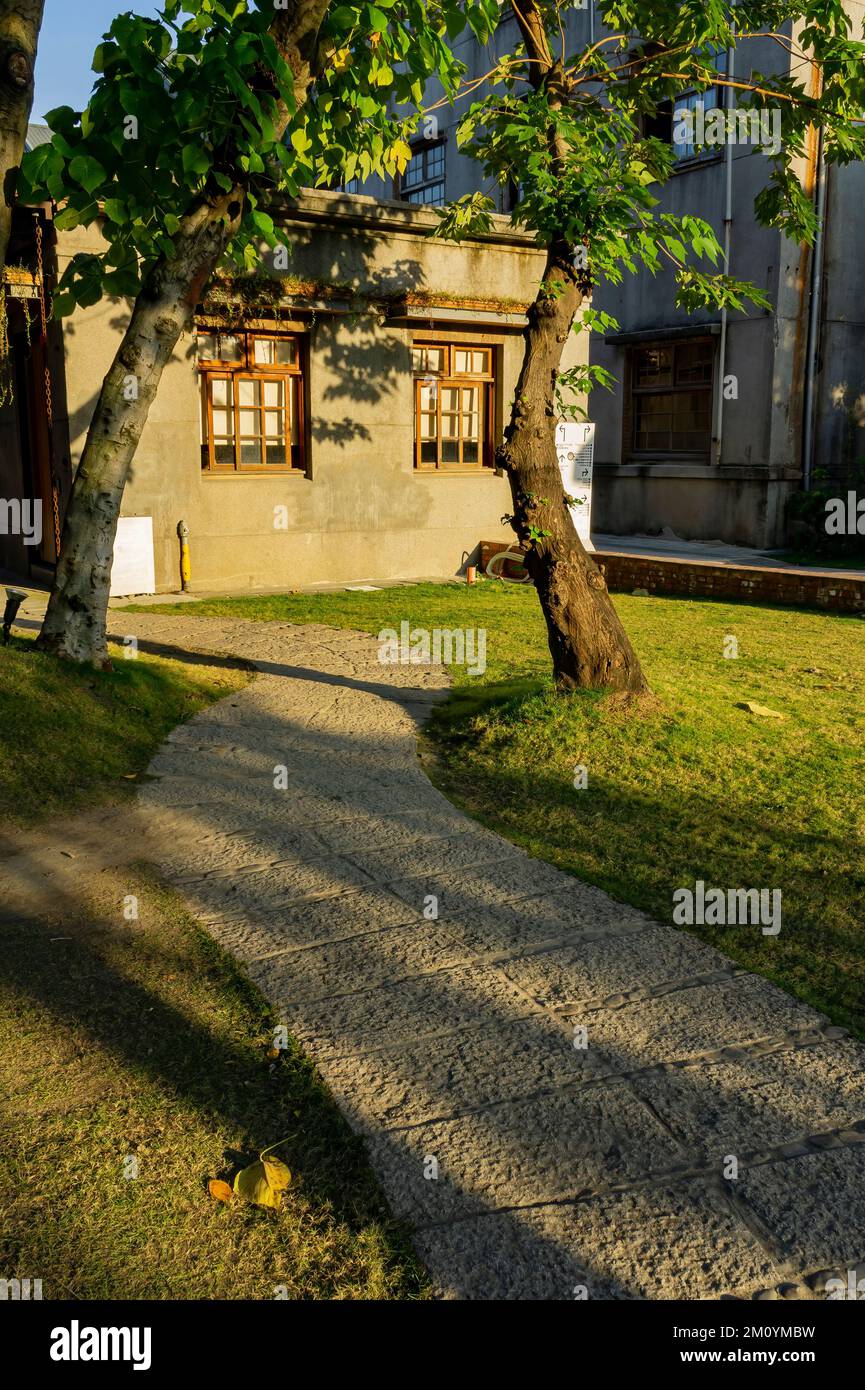 Sunny exterior view of the Huashan 1914 Creative Park at Taipei, Taiwan ...