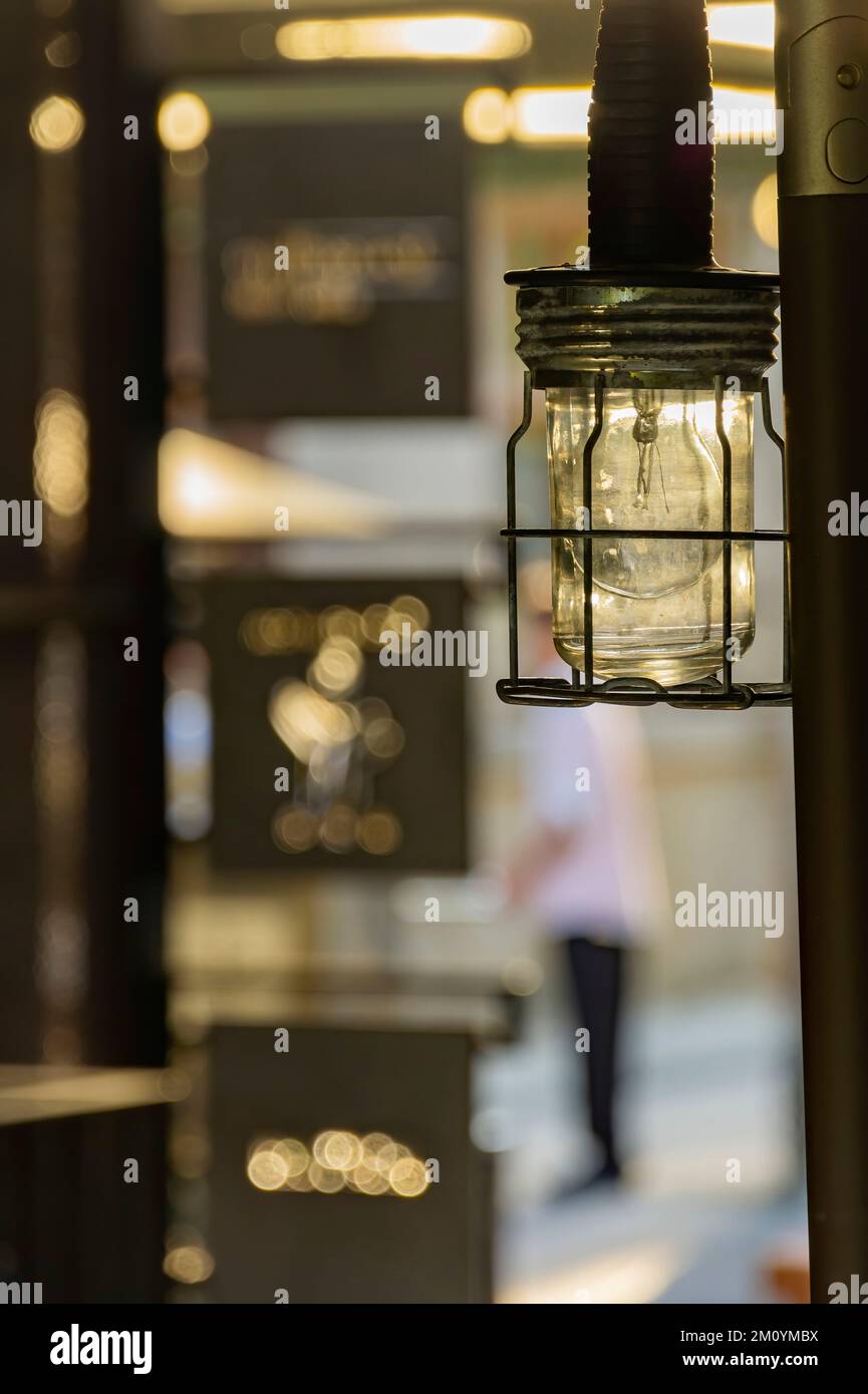Close up shot of an antique lamp of the Huashan 1914 Creative Park at ...