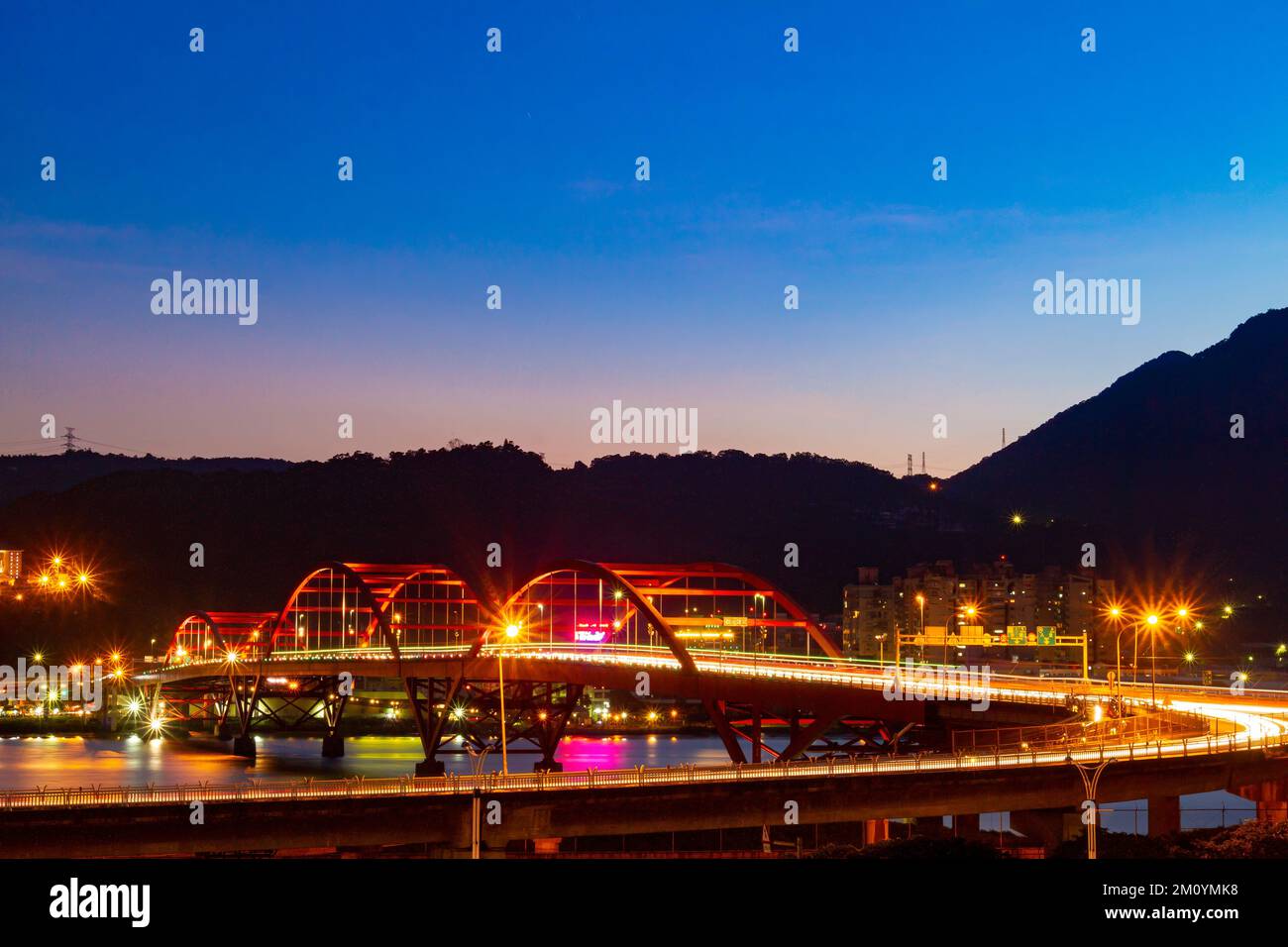 High angle view of the landscape around Guandu Bridge at Taiwan Stock ...