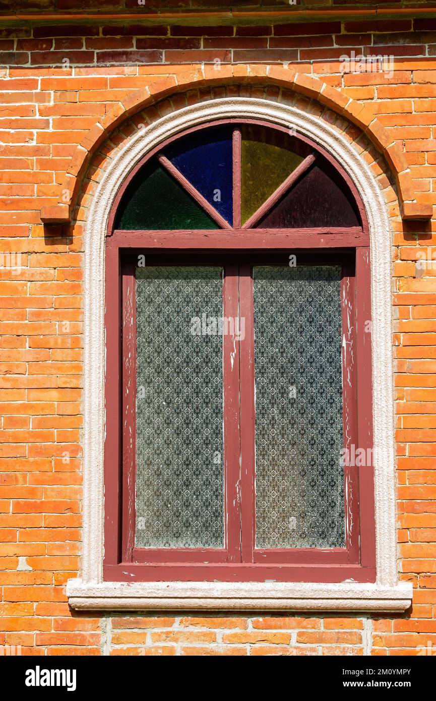 Sunny exterior view of the campus of Aletheia University at Taipei ...