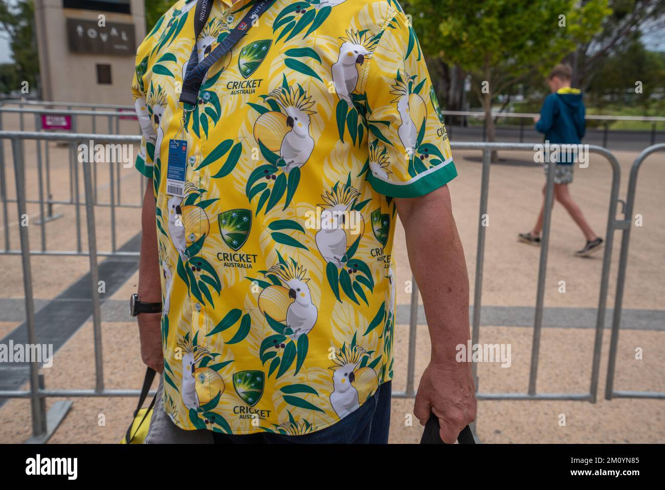 Adelaide, Australia. 9 December 2022. An Ausatralia cricket fan wearing ...