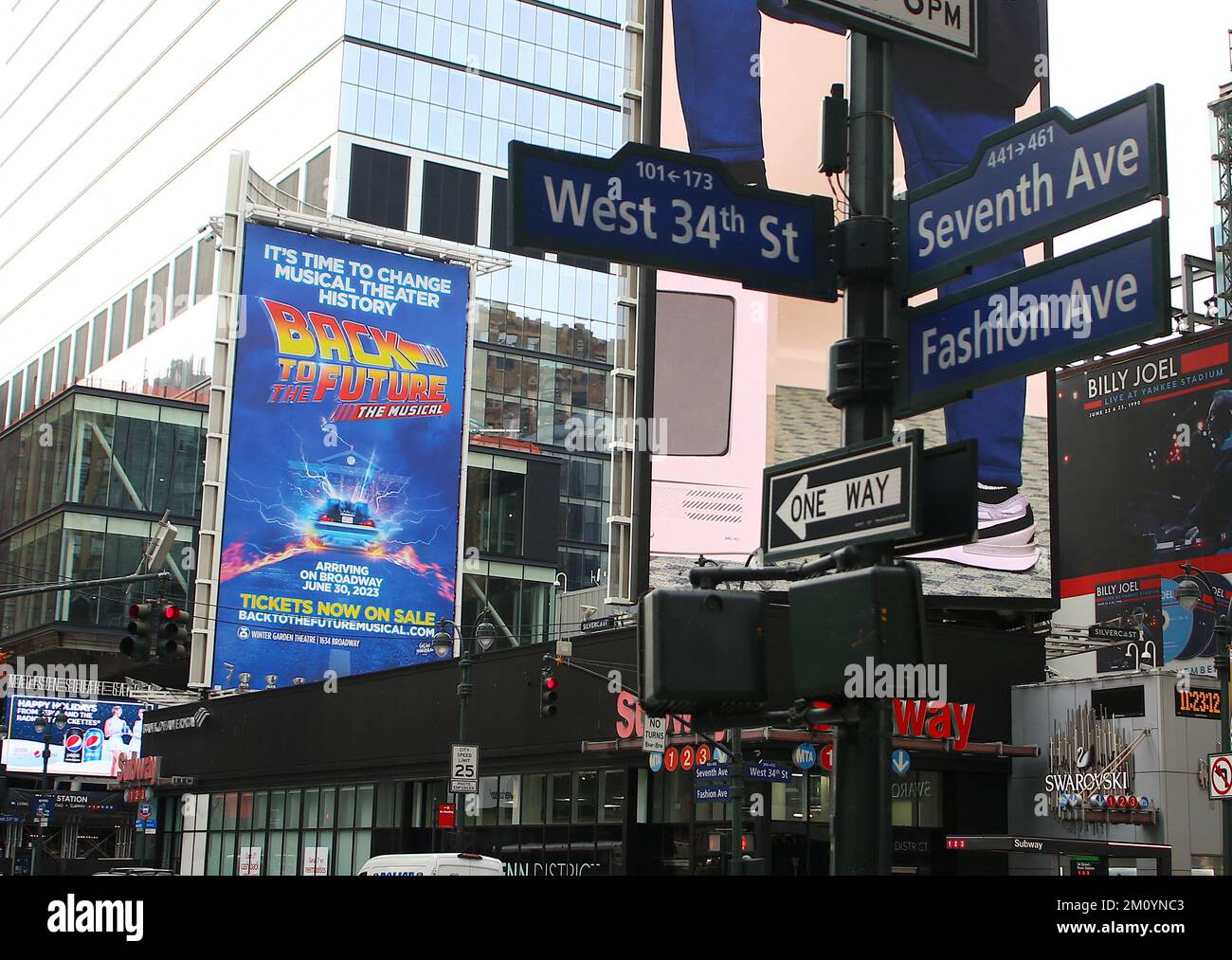 Billboard of "Back to the Future" broadway musical in Times Square, New ...
