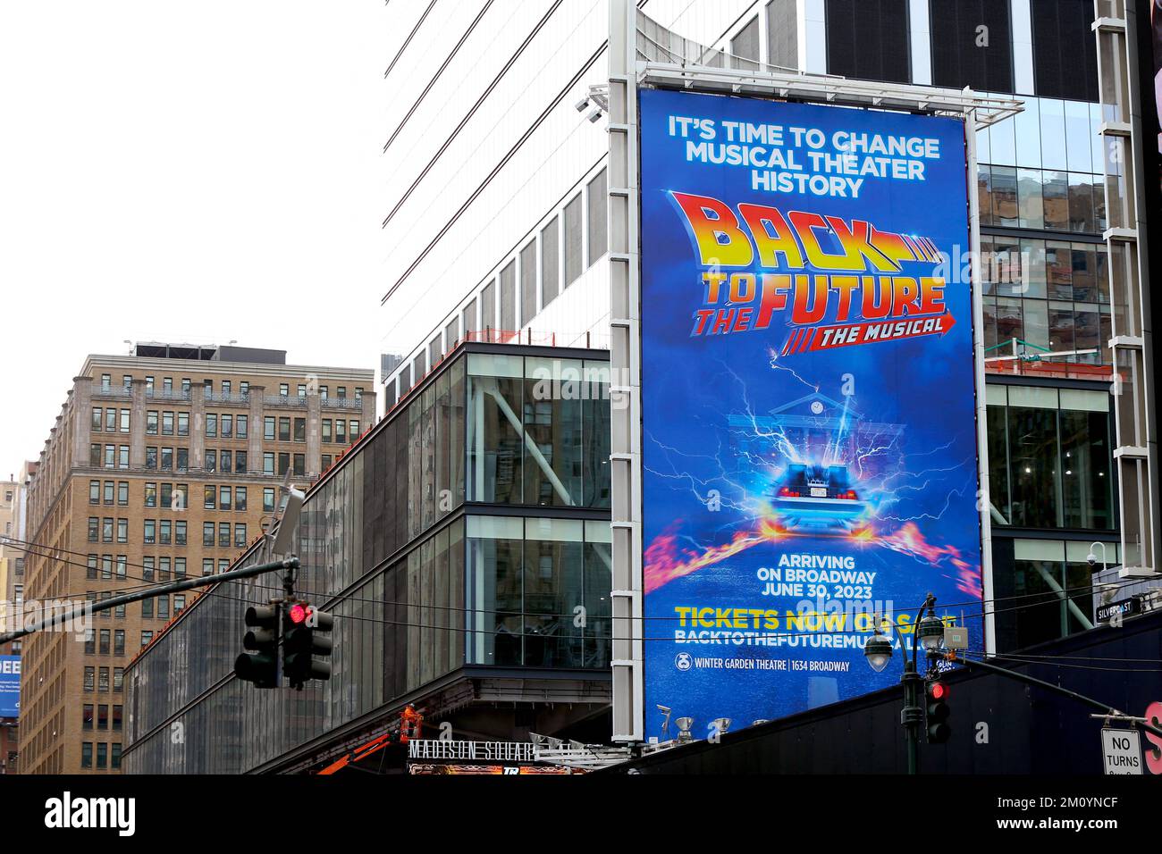 Billboard of "Back to the Future" broadway musical in Times Square, New ...