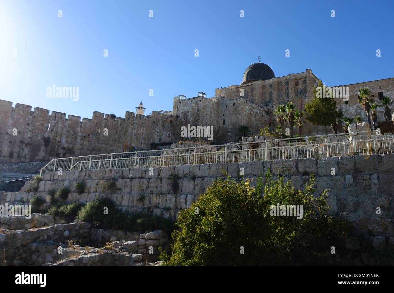 The Ophel walls in the archeological park in the Jewish quarter in the ...