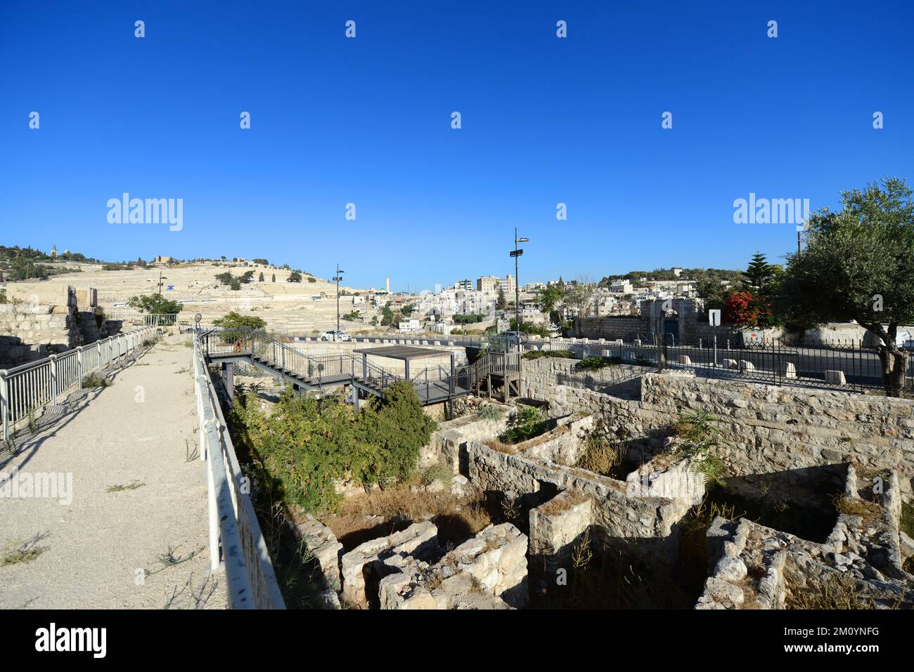 Ancient Jewish ruins at the archeological park in the old city of ...