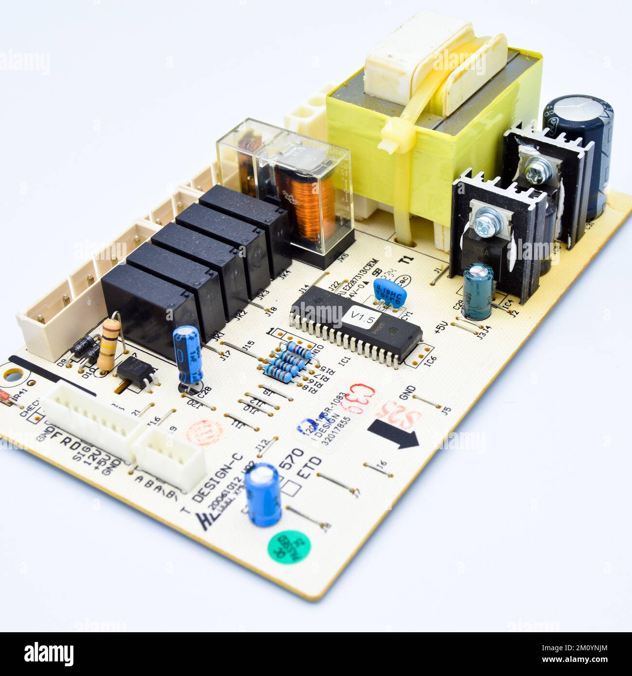 High tech electronic circuit board, isolated on white background Stock ...