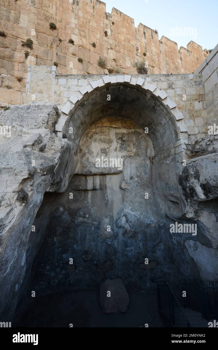 Ancient Jewish ruins at the archeological park in the old city of ...