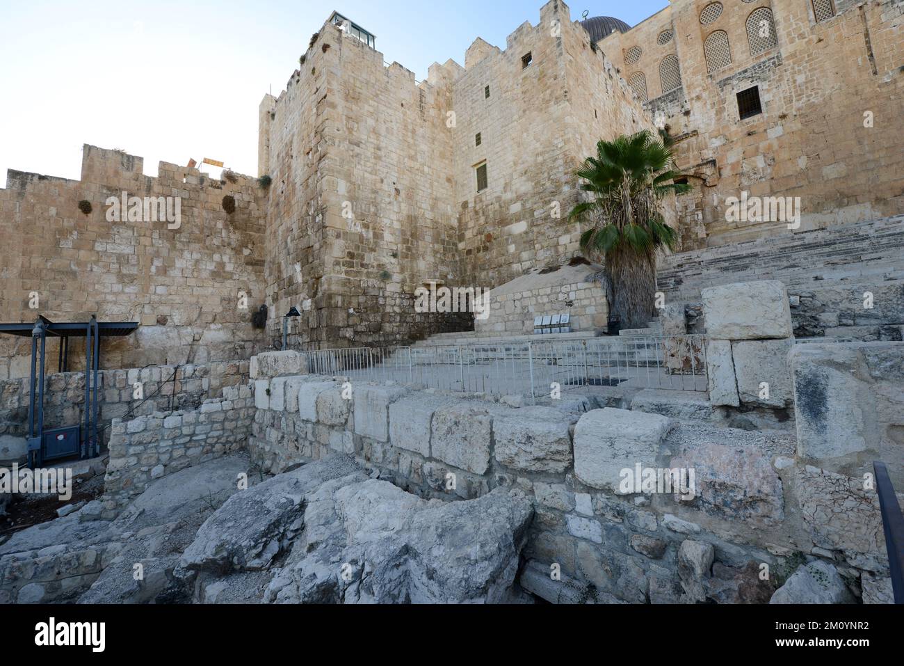 The western (double) Huldah Gate and the monumental staircase at the ...