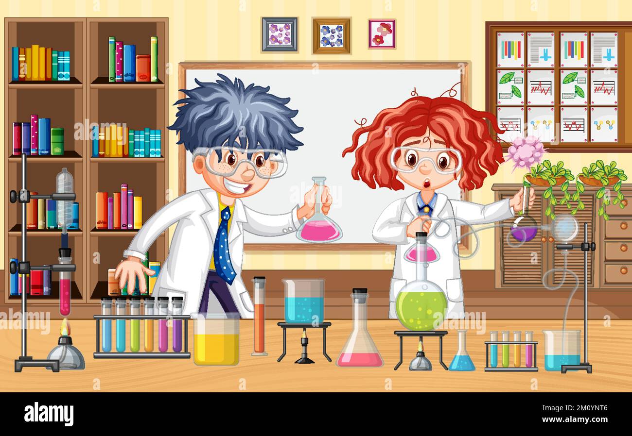 Lab scene with scientist kids illustration Stock Vector Image & Art - Alamy