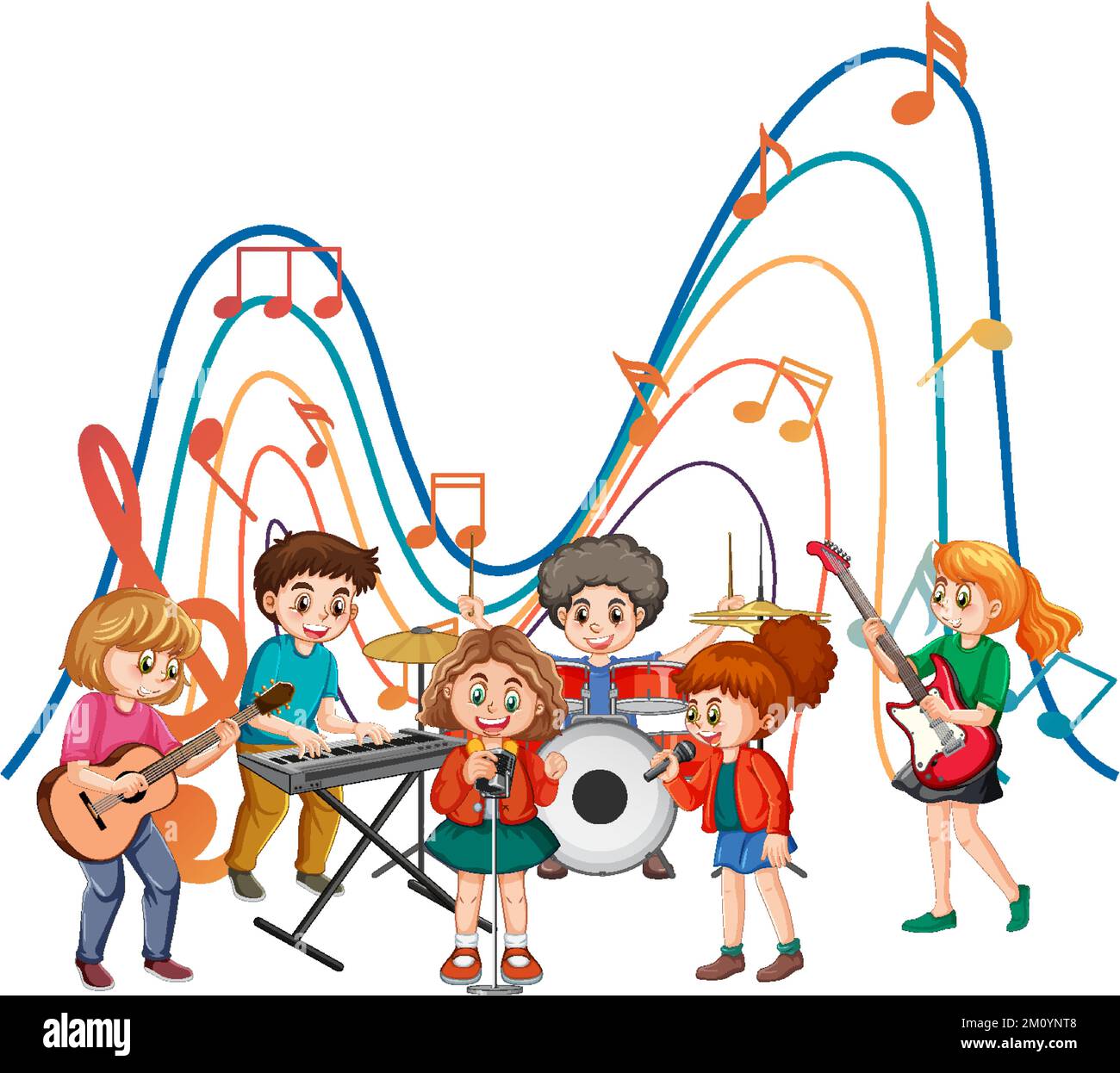 Happy kids playing musical instruments illustration Stock Vector Image ...