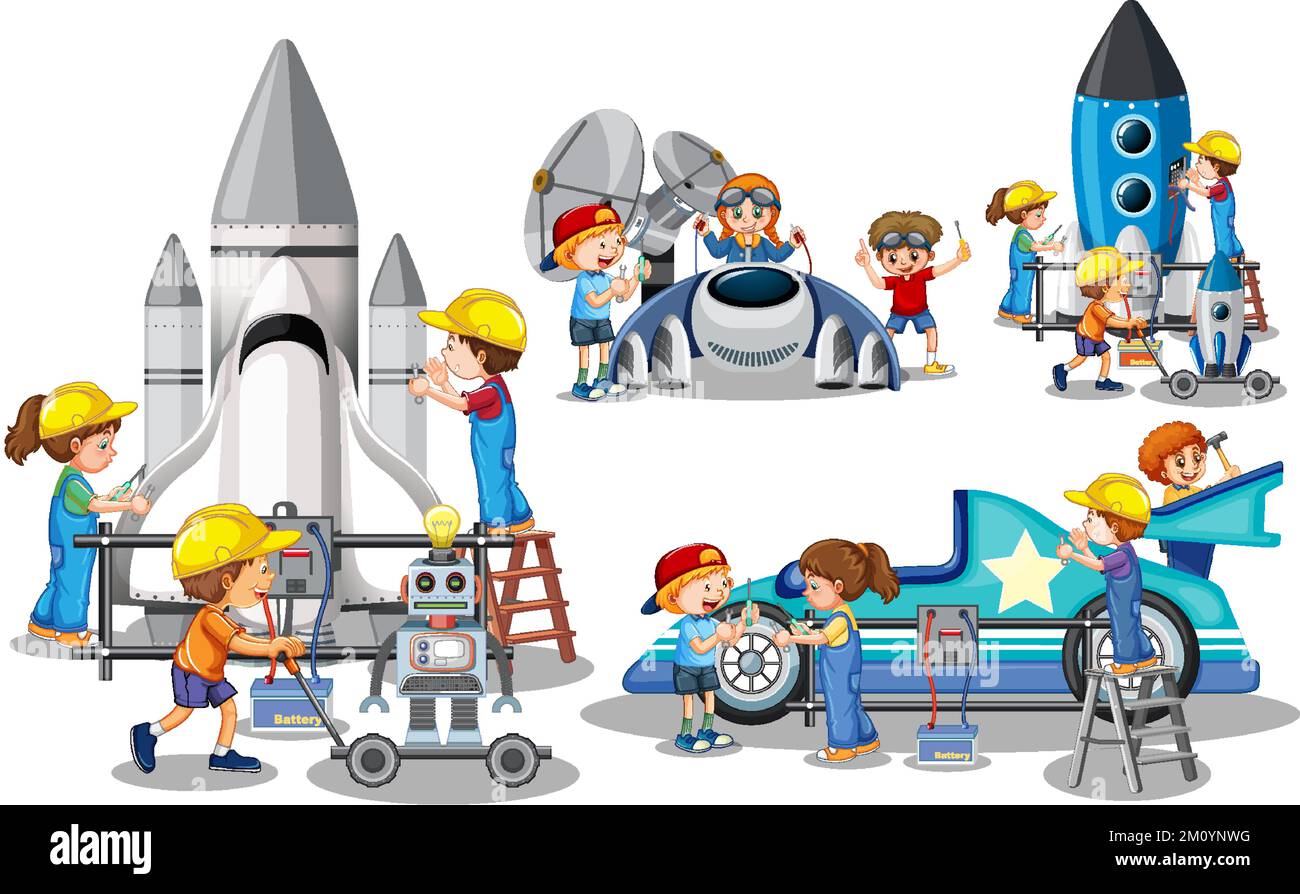 Set of engineer kids illustration Stock Vector Image & Art - Alamy