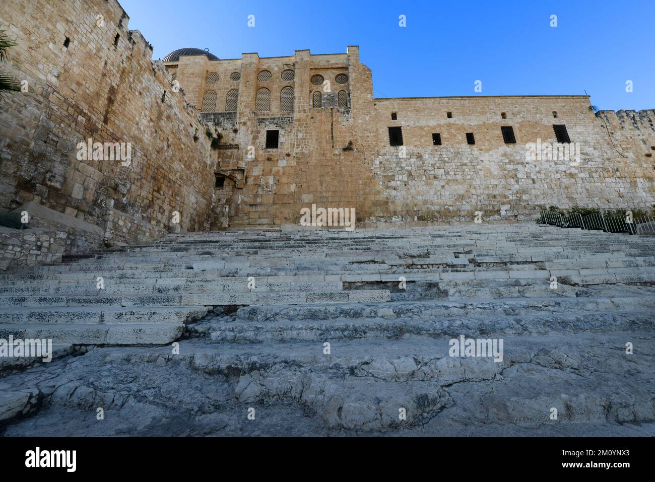 The western (double) Huldah Gate and the monumental staircase at the ...