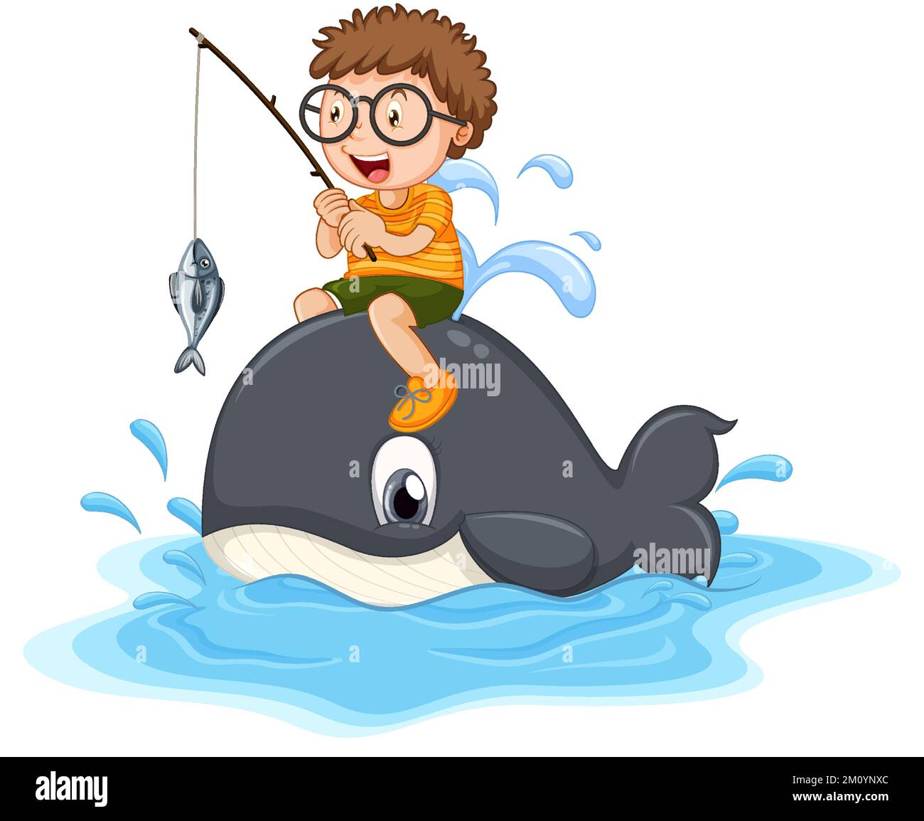 Cute boy riding on whale illustration Stock Vector Image & Art - Alamy