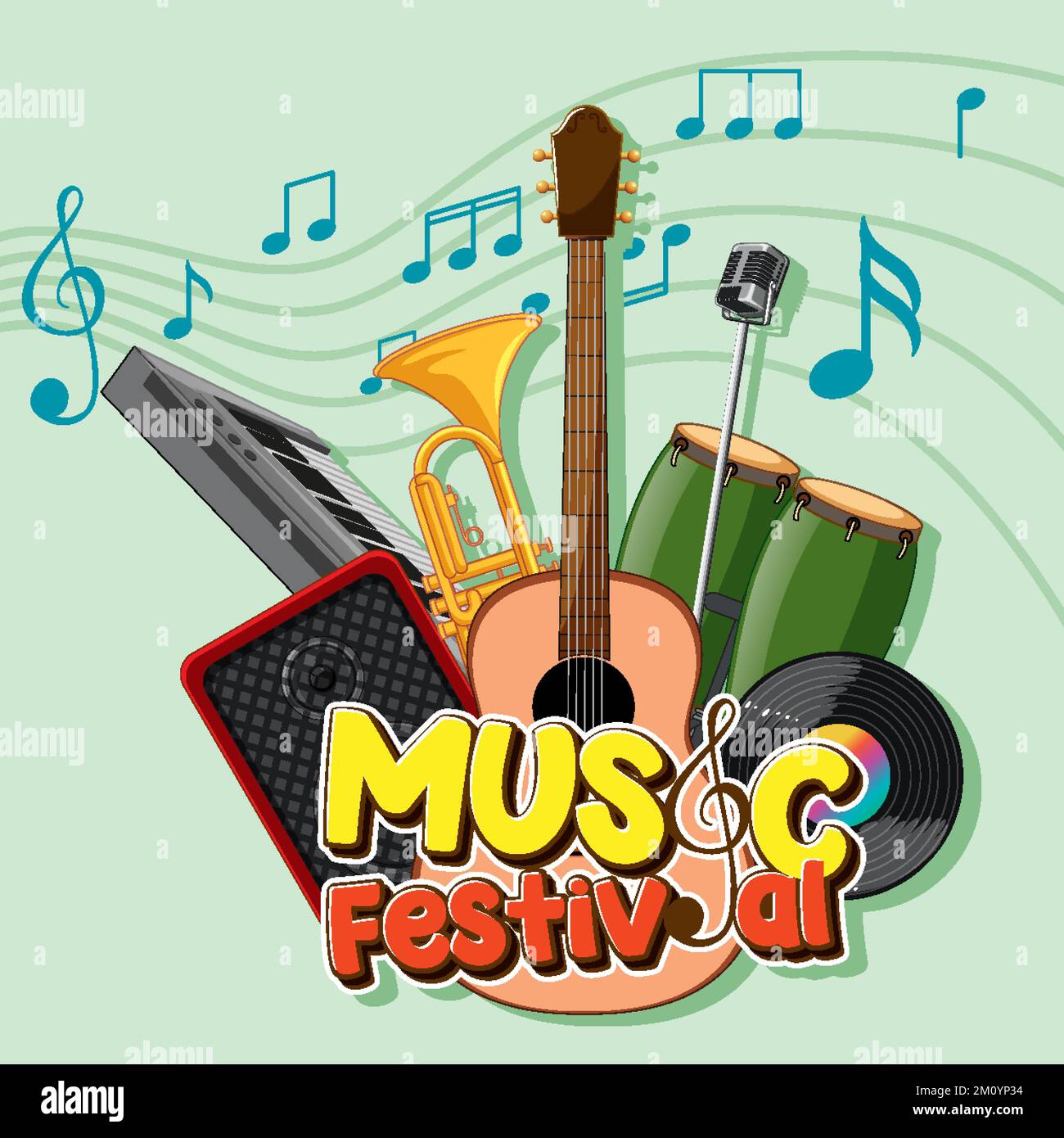Music Festival text with musical instruments illustration Stock Vector ...