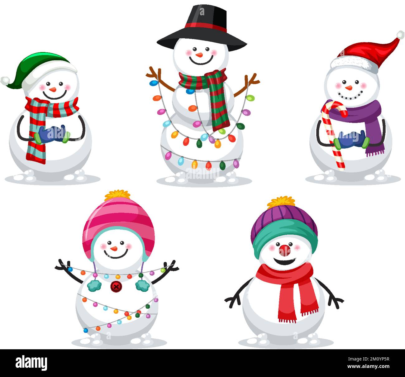 Christmas snowman cartoon character set illustration Stock Vector Image ...