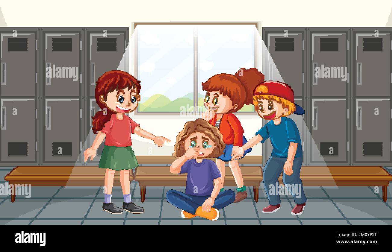 Bullying kids school scene illustration Stock Vector Image & Art - Alamy