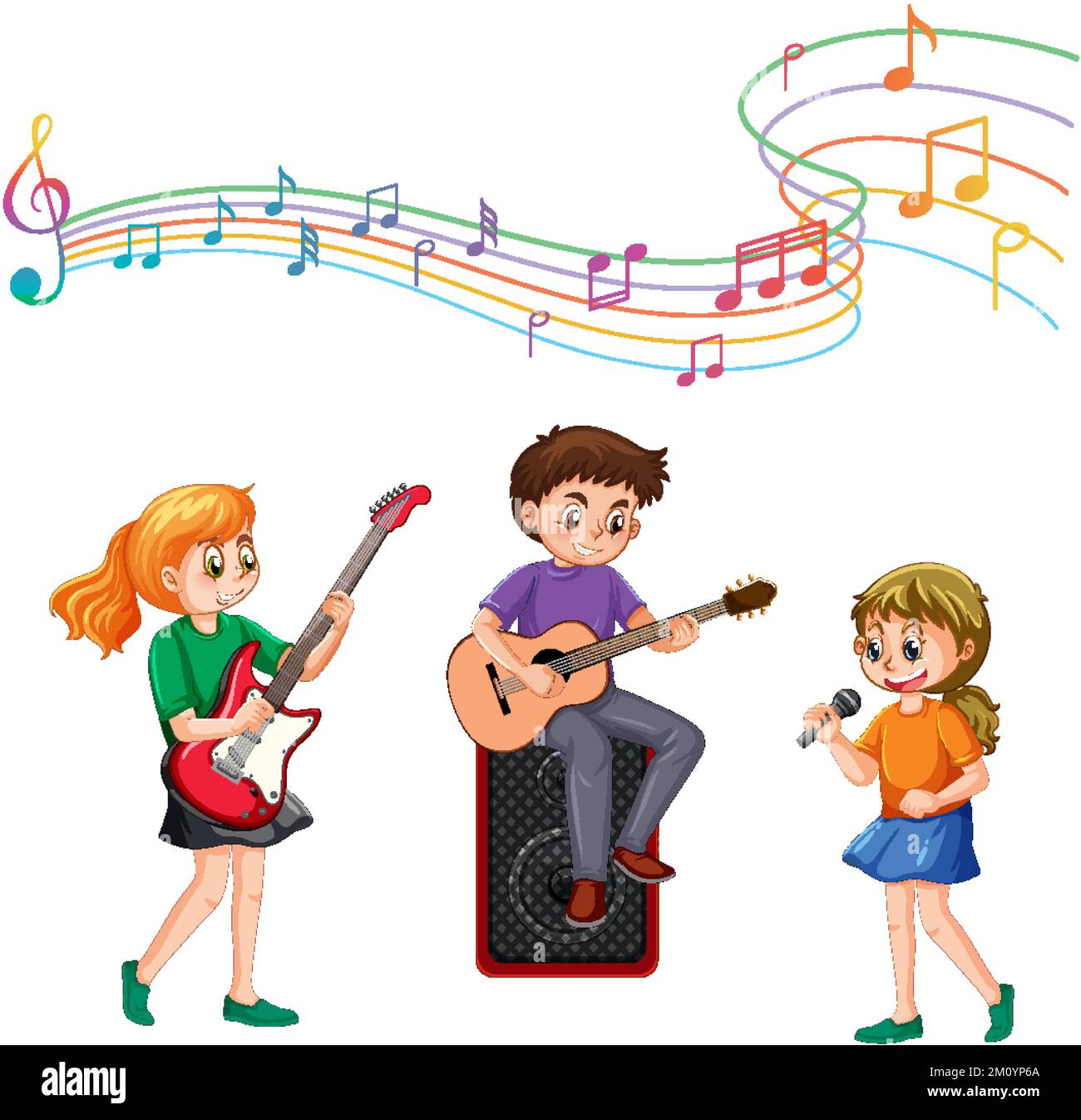 Music band kids cartoon illustration Stock Vector Image & Art - Alamy