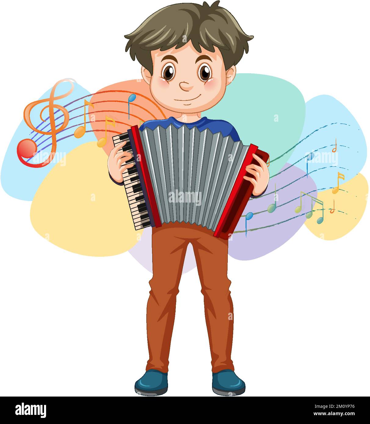 A boy playing accordion cartoon illustration Stock Vector Image & Art ...