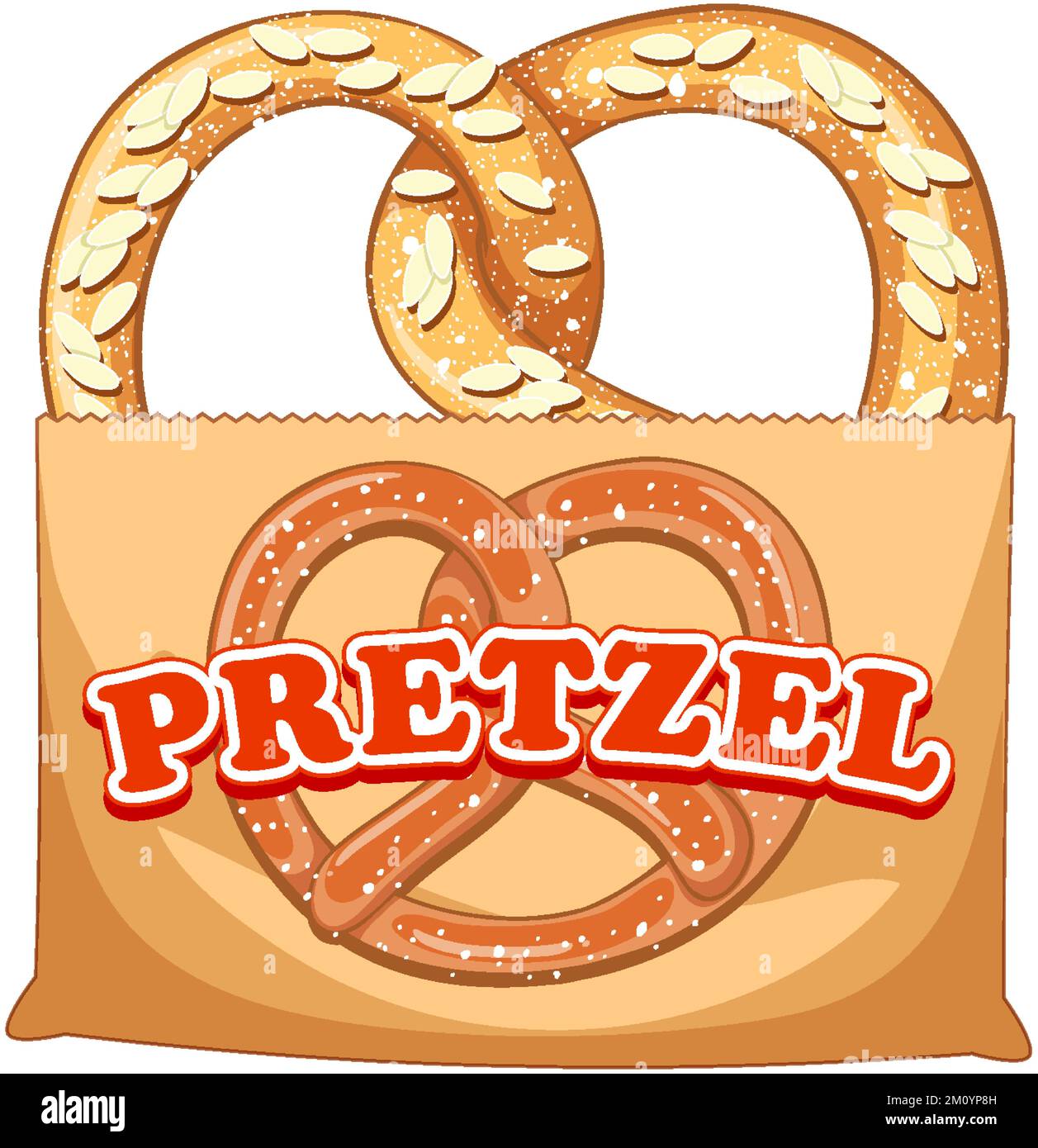 Pretzel bread in paper bag illustration Stock Vector Image & Art - Alamy