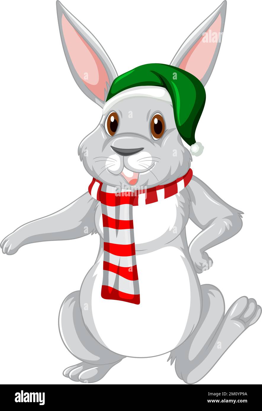 Christmas rabbit cartoon character illustration Stock Vector Image ...