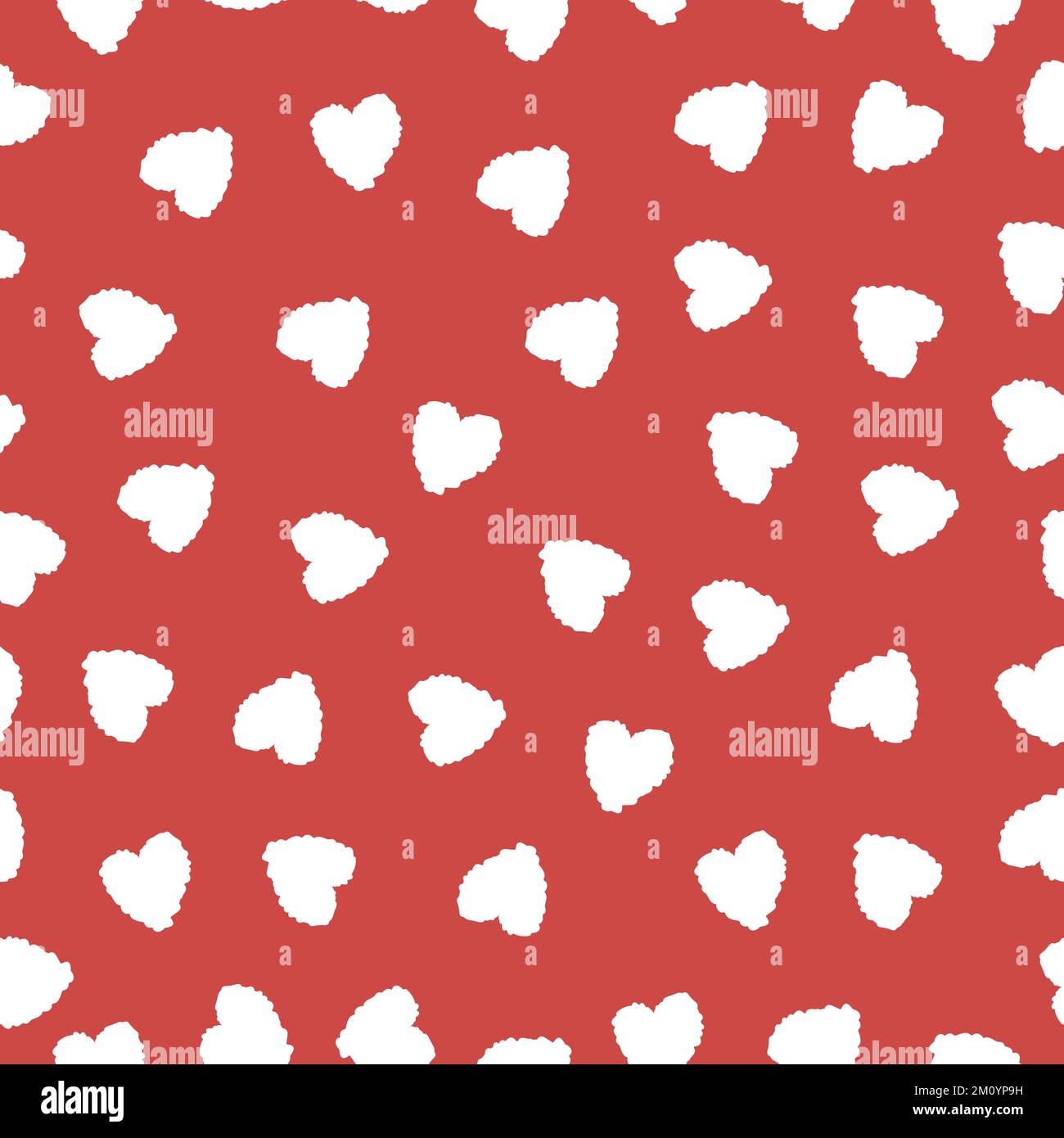 Repeated white hearts on a red background. Cute seamless pattern ...